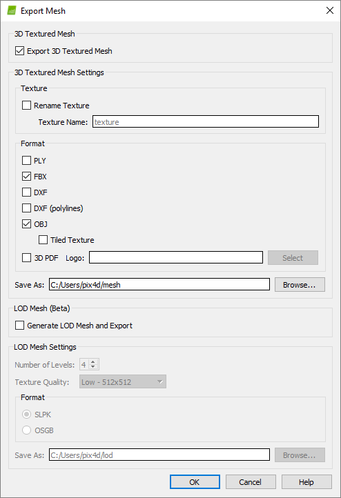 Menu View > rayCloud > Left sidebar > Layers > Triangle Meshes - PIX4Dmapper